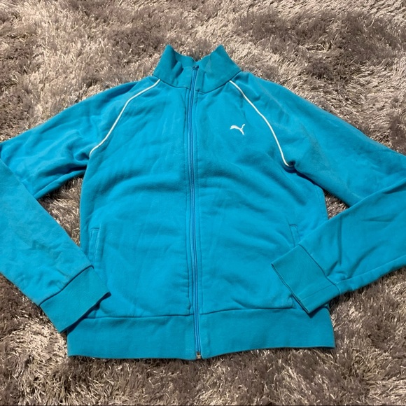 Puma | Jackets & Coats | Puma Blue Warm Up Jacket Zip Up Medium | Poshmark